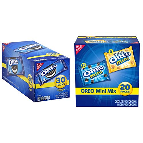 OREO Chocolate Sandwich Cookies, 30 - 1.59 oz Snack Packs & OREO Mini ...