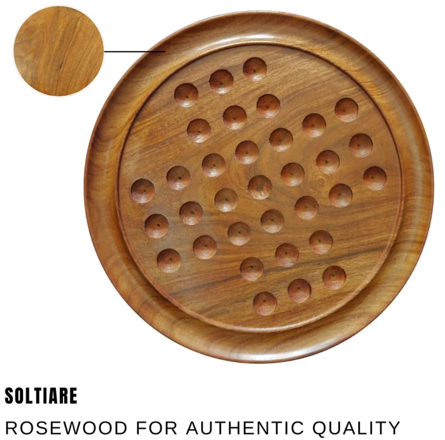 Wooden Authentic Vintage Handmade Solitaire 12" inches Board Game Set ...