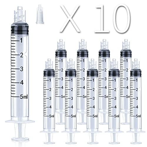 10 Pack 5ml/cc Plastic Luer Lock Syringe Large Syringes without Needle ...