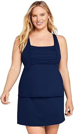 Lands' End Women's Plus Size DDD-Cup Square Neck Underwire Tankini Top ...