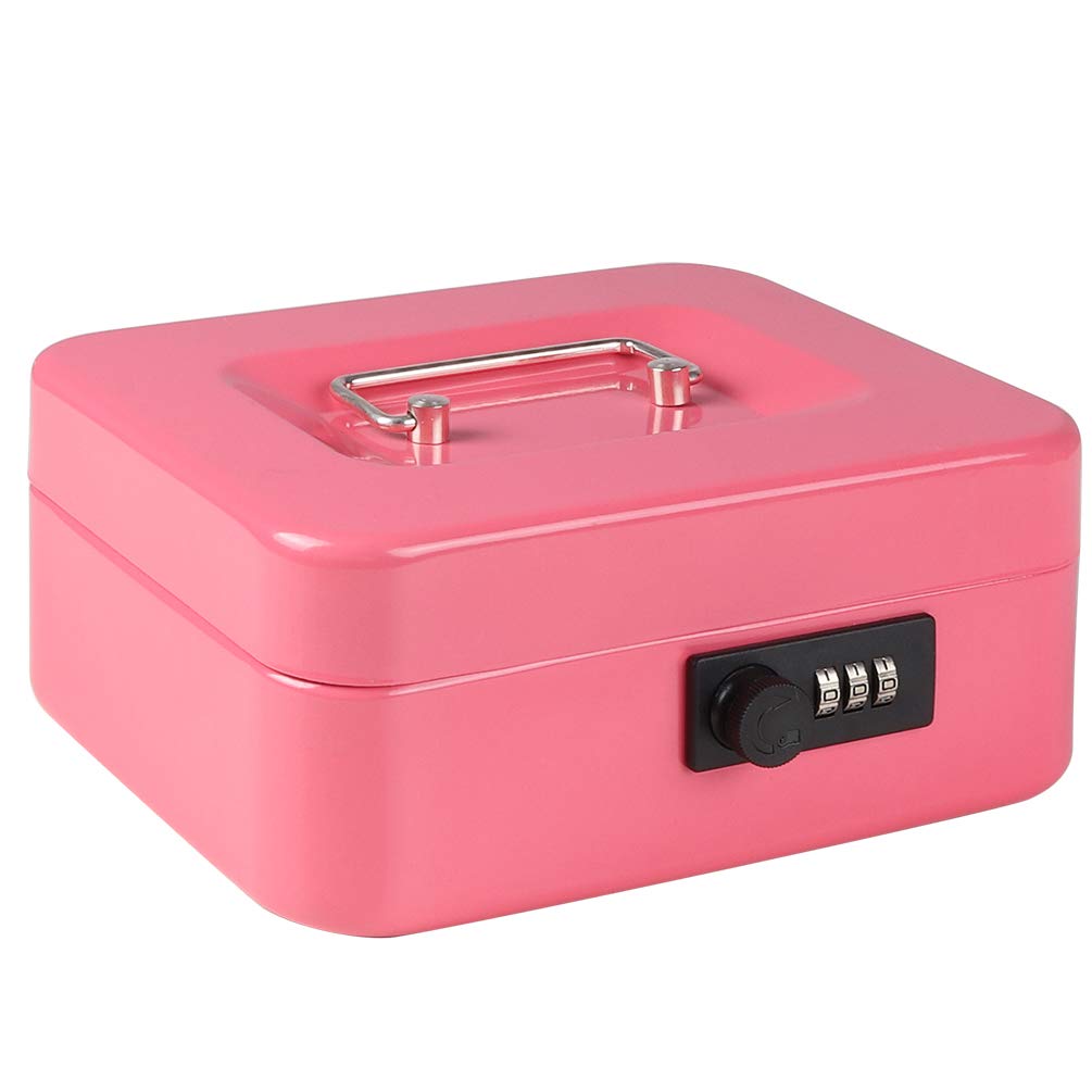 Cash Box with Money Tray, Parrency Medium Money Box with Combination ...