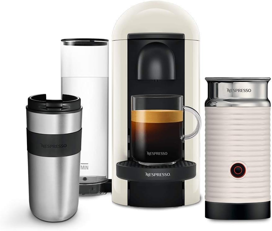 Nespresso, Pack VertuoPlus Blanca + Espumadro de leche + Termo Vertuo ...