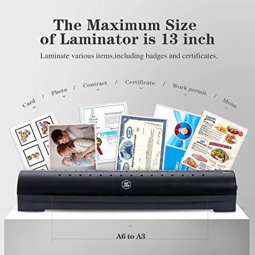 13 inches Laminator Machine, JIEZE A3 Laminator with 20 Laminating Pouches, Paper Cutter, Rapid ...