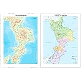 Carta geografica murale regionale Calabria 100x140 bifacciale fisica e ...