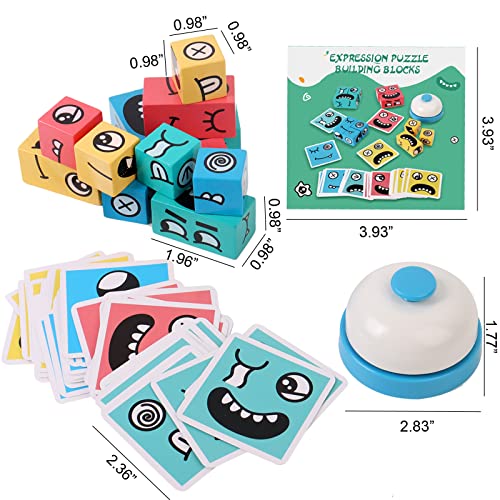 CHIYR Wooden Expressions Matching Block Puzzles Building Cubes Toy ...