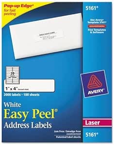 Amazon.com : AVERY-DENNISON 5161 Easy Peel Laser Address Labels, 1 x 4 ...
