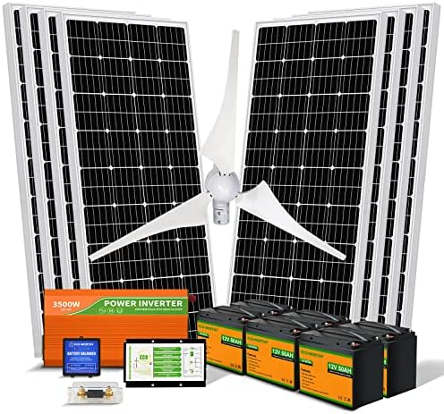 ECO-WORTHY 4.8KWH 1200W 24V Solar Wind Generator System Complete Kit ...