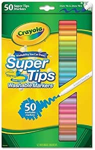 Amazon.com: Crayola 50ct Washable Super Tips Markers 50 Color Variety ...