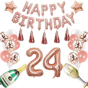 Amazon.com: Sweet 24th Birthday Decorations Party Supplies,Rose Gold ...