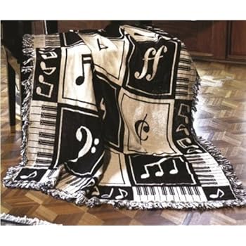 Amazon.com: Music Notes Piano & Instruments Afghan Throw Blanket 50" x ...