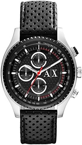 Armani Exchange For Men Black Dial Leather Band Chronograph Watch ...