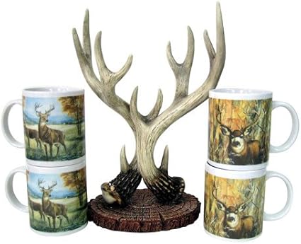 Amazon.com: Antler Tabletop Coffee Mug Holder Rack 5pc Set with Deer ...
