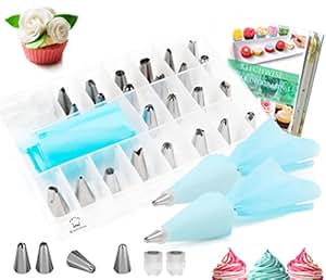 Cake Decorating Supplies Kit Tips 30 Pieces, 24 Stainless Steel Icing ...
