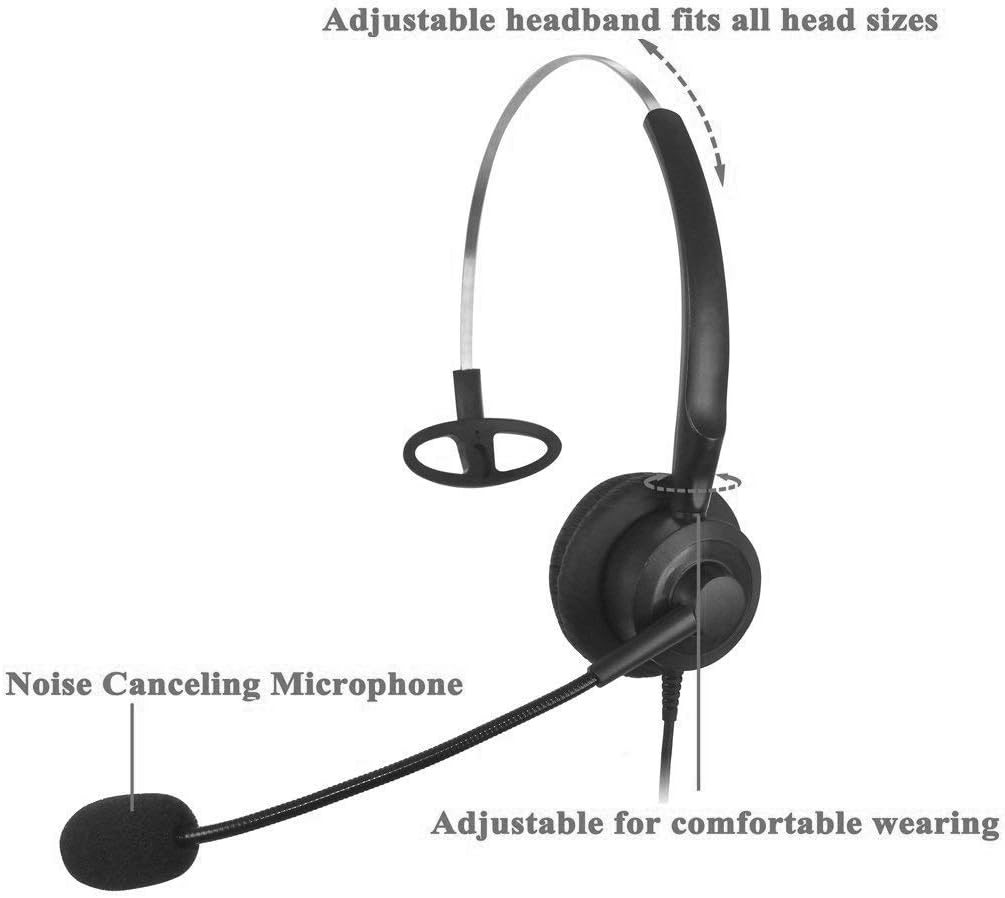 Callez C200A1 Corded Telephone Headset Monaural With Microphone For ...