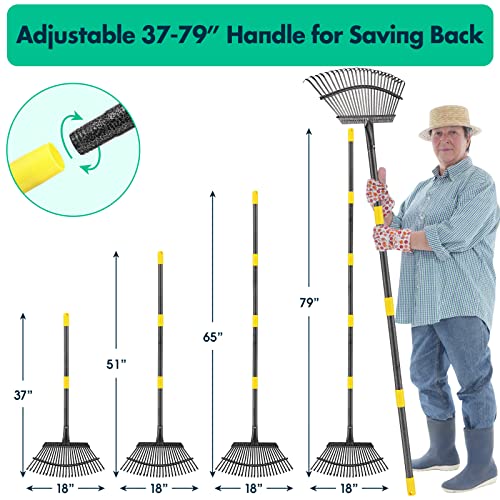 Rake - 79 Inch Long Garden Leaf Rake, 18 Inch Wide Heavy Duty Leaf Rake ...