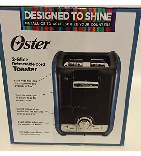 Oster 2-slice Retractable Cord Toaster Metallic Blue