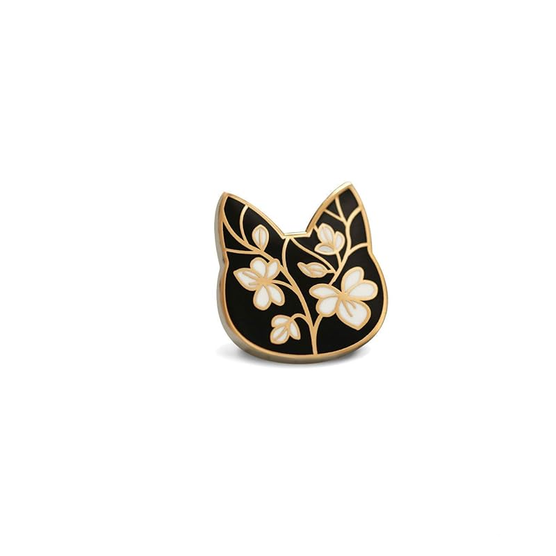 Amazon.com: Floral Cat Enamel Pin, Cat Pin, Cat Accessory, Cat Lover ...