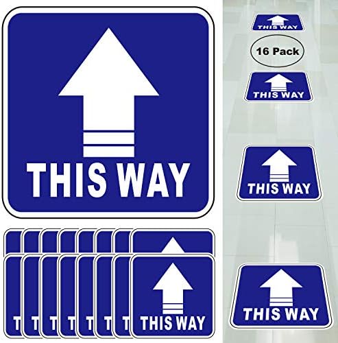 This Way Floor Arrow Stickers, 11 inch Social Distancing Arrow Floor ...