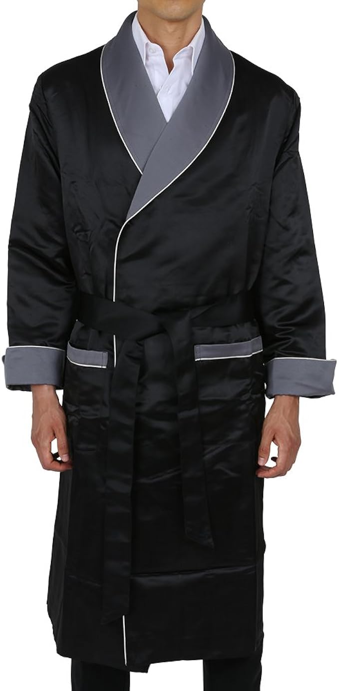 Duke & Digham Men's Long Heavyweight Satin Robe at Amazon Men’s ...