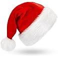 Amazon.com: Christmas Hat, Santa Hat, Xmas Holiday Hat for Adults , Unisex Velvet Comfort ...