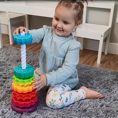 LUCKFUTURE Educational Spinning Stacking Toys, Rainbow Stacking Rings ...