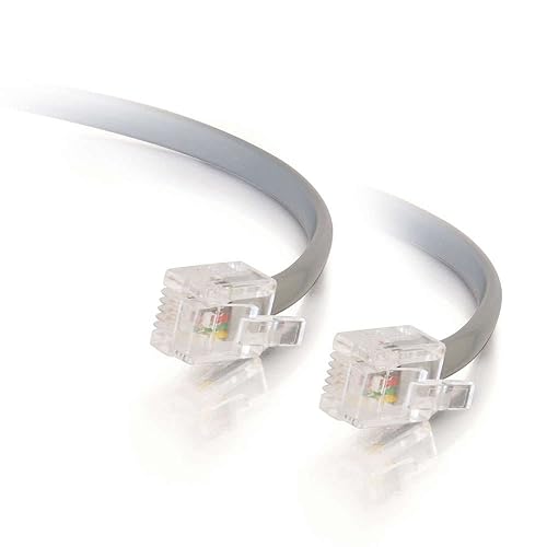 C2G RJ11 Modem Cable, Ethernet Network Cable, Silver Telephone Cable, 7 ...