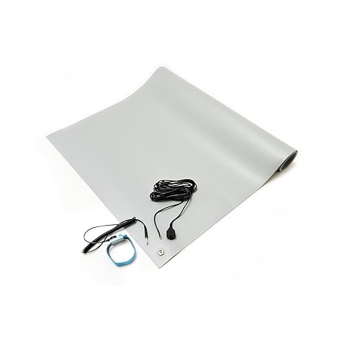 Bertech ESD Anti-Static Table Mat Kit, 2 Ft x 4 Ft, Gray, Includes an ...