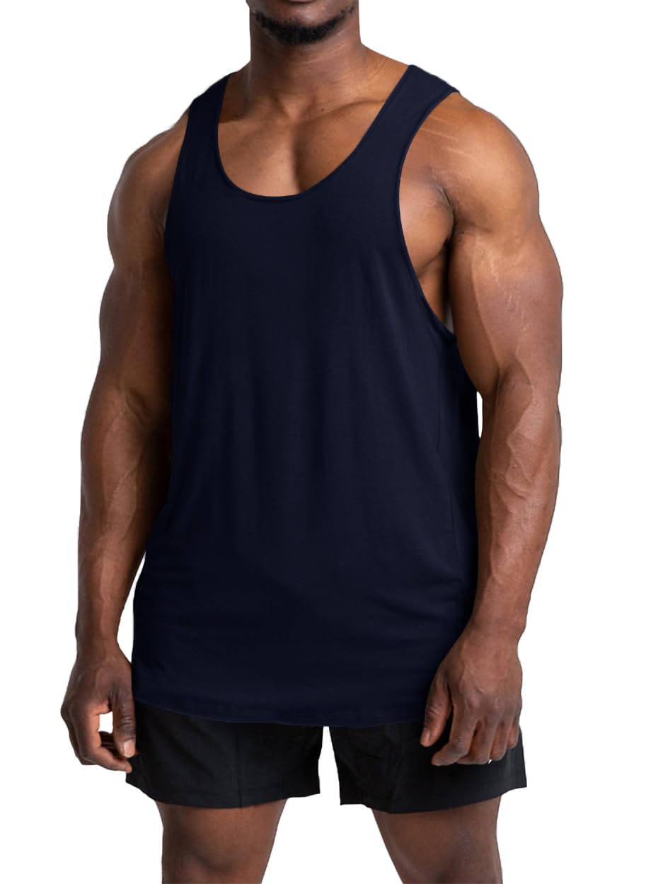 ZIWOCH Mens Workout Stringer Tank Tops Gym Muscle Sleeveless Cotton ...