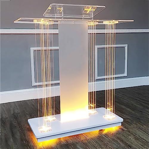 HM&DX Acrylic Podium Pulpit with Led Lights,Personalized Podium Stand Transparent Lectern Stand ...