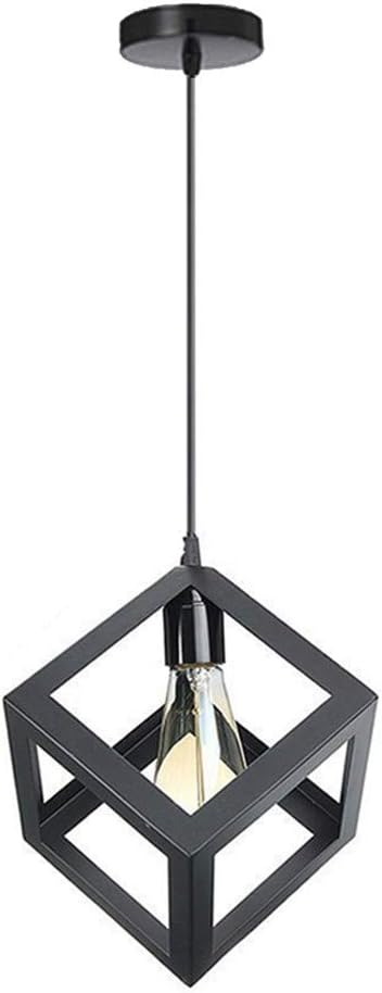 Industrial Style Cube Ceiling Light, BSRYO Metal Geometric Cube Pendant ...