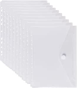 LaOficina 11 Holes Clear Poly Envelope Binders Pocket Insert with Hook ...