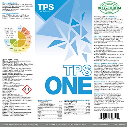 TPS-One Liquid One Part Nutrient from Veg to Bloom by TPS Nutrients, 5 ...