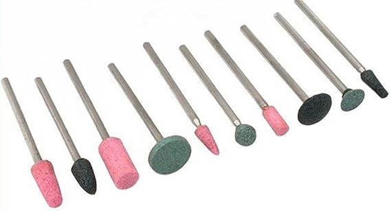 10 Assorted Mounted Abrasive Sanding Stones Rotary Tool Bits - 1/8 ...