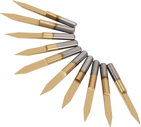 10pcs 3.175mm Titanium Coated Wood Carving Bits Engraving CNC Bit ...