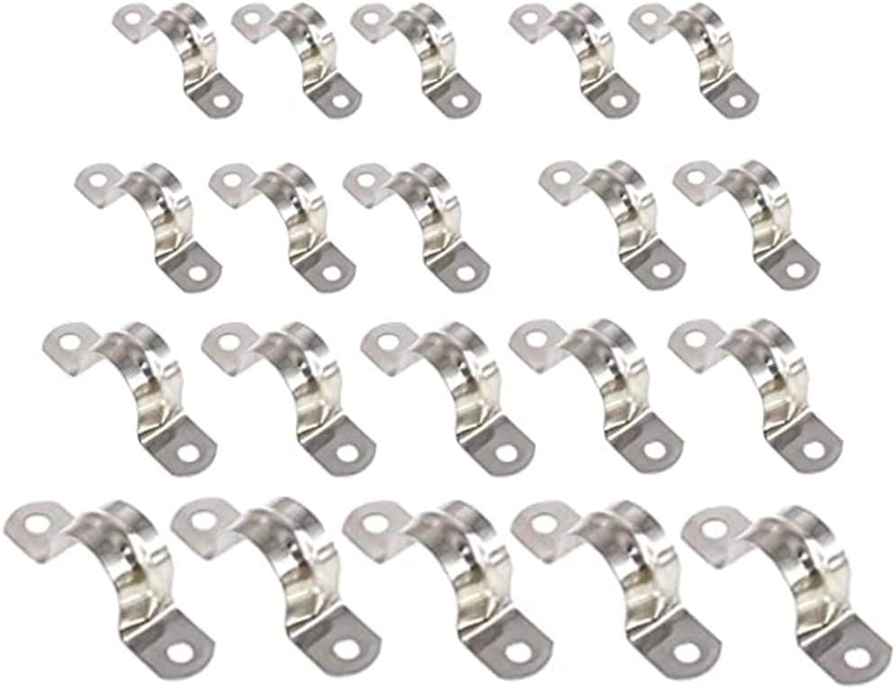 20 Pieces 304 Stainless Steel Pipe Clips,Pipe Strap Clamp,U-Tube Clamp ...