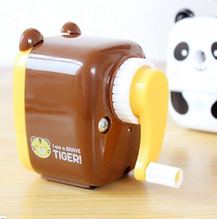 ULOOIE Lovely Tiger Hand Rotating Pencil Sharpener for Kid (Yellow and ...
