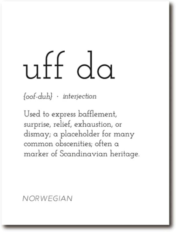 Uff Da Definition Norwegian Scandinavian Nordic Poster Minimal ...