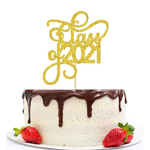 Gold Class of 2021 Cake Topper, Party Decor for Class of 2021, Congrats ...