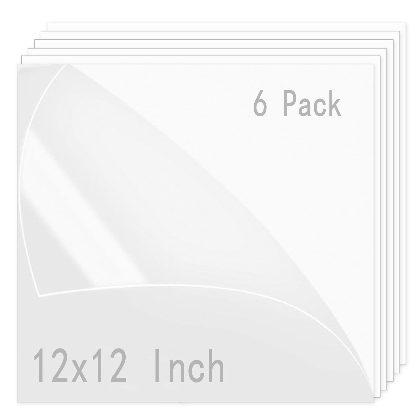 QTLCOHD 6 Pack 12 x 12 Inch White Acrylic Sheets 1/8 Inch Thick Cast ...