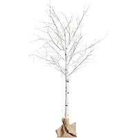 6Ft Lighted Birch Tree, Remon Birch Tree with 160 LED Lights Remote 8 ...