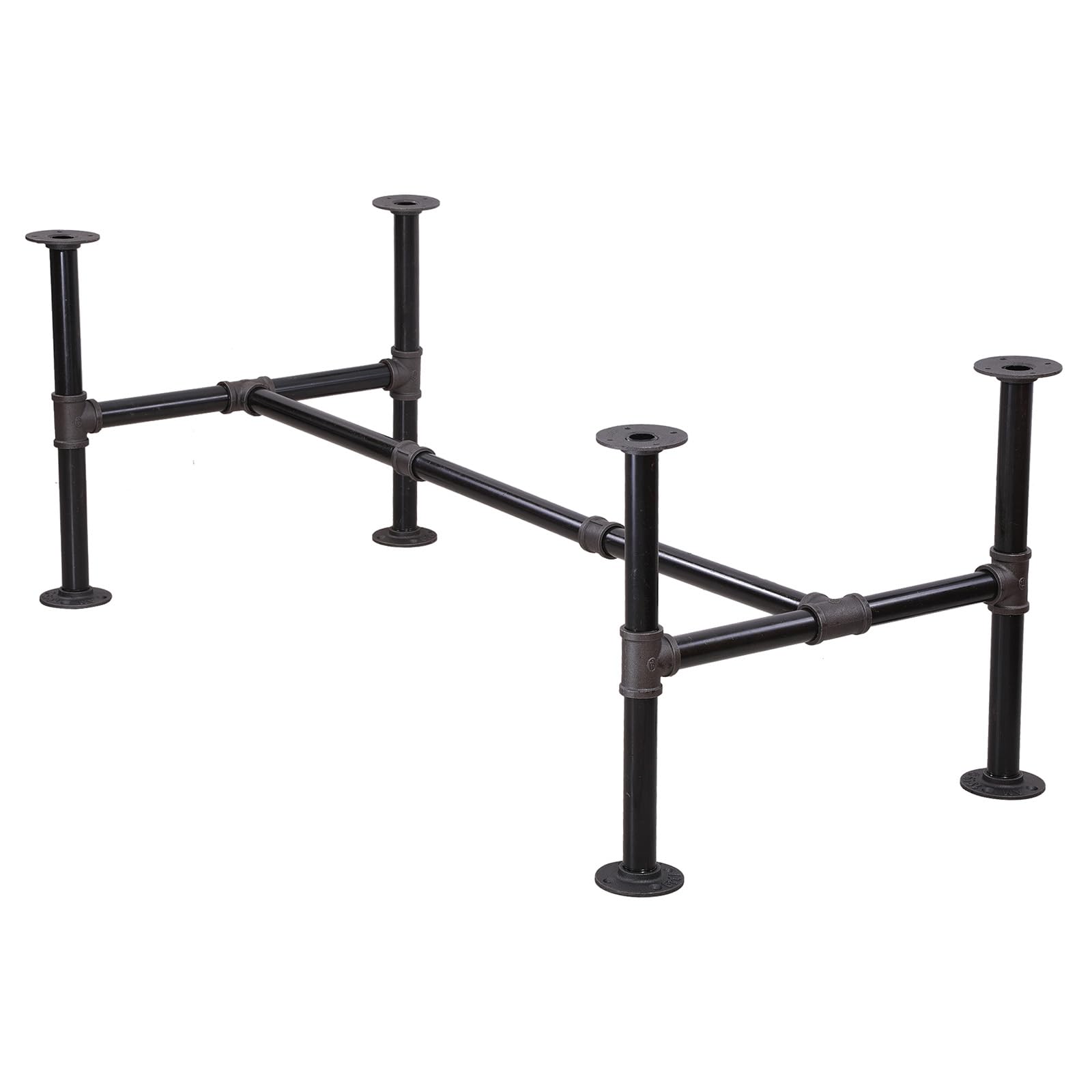MUZIK Industrial Pipe Table Legs Set - Dark Grey Rough Pipes Iron Base ...