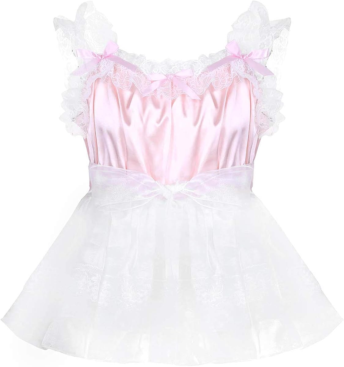 Amazon.com: renvena Men's Adult Sissy Crossdressing Lingerie Satin ...