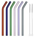 Amazon.com: GINOVO 180mm * 8mm Reusable Bent Glass Drinking Straws, Set ...