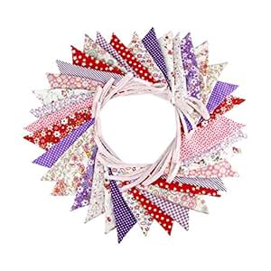 Amazon.com: 10M/32 Feet 36 PCS Lovely Triangle Bunting Flag Banner ...
