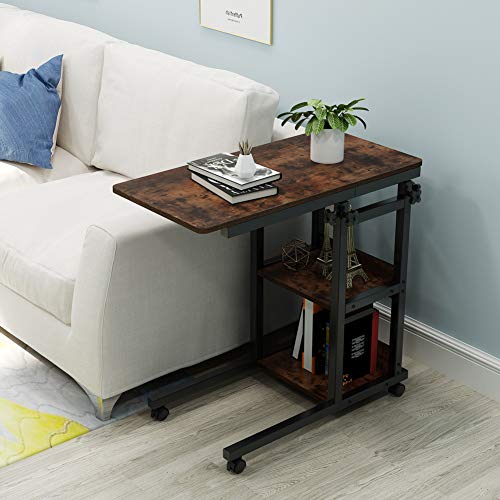 Tribesigns Snack Side Table, Mobile End Table Height Adjustable Bedside ...