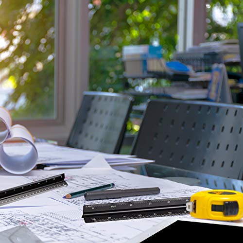 6 Pieces Triangular Scale Ruler Set, Aluminum Architect Ruler 2 Pieces ...