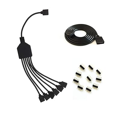 Buy 4 Pins black rgb LED Splitter Cable LED Strip Connector 6 Way ...