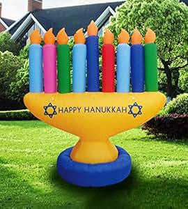 Amazon.com: Zion Judaica Inflatable Lawn Hanukkah Menorah Indoor ...