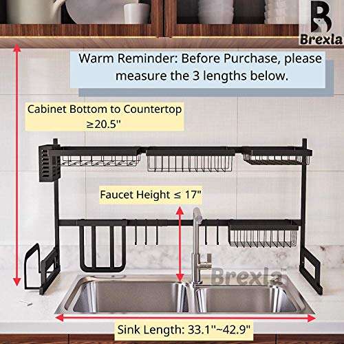 Brexla Length Adjustable Over The Sink Dish Drying Rack (33.1’’~42.9 ...