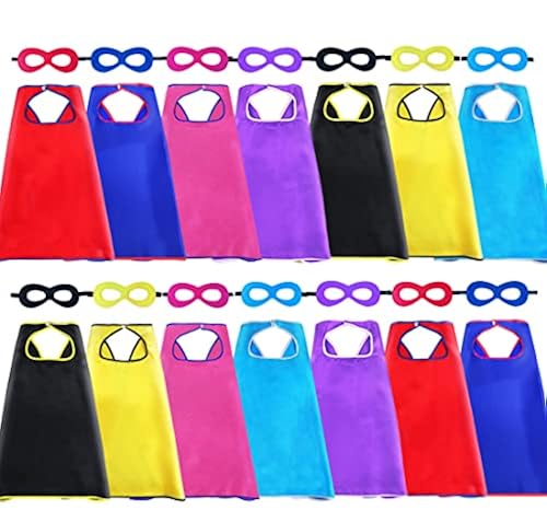 Super Hero Capes and Masks for Kids Bulk, 14 Pack Superhero Party Capes ...